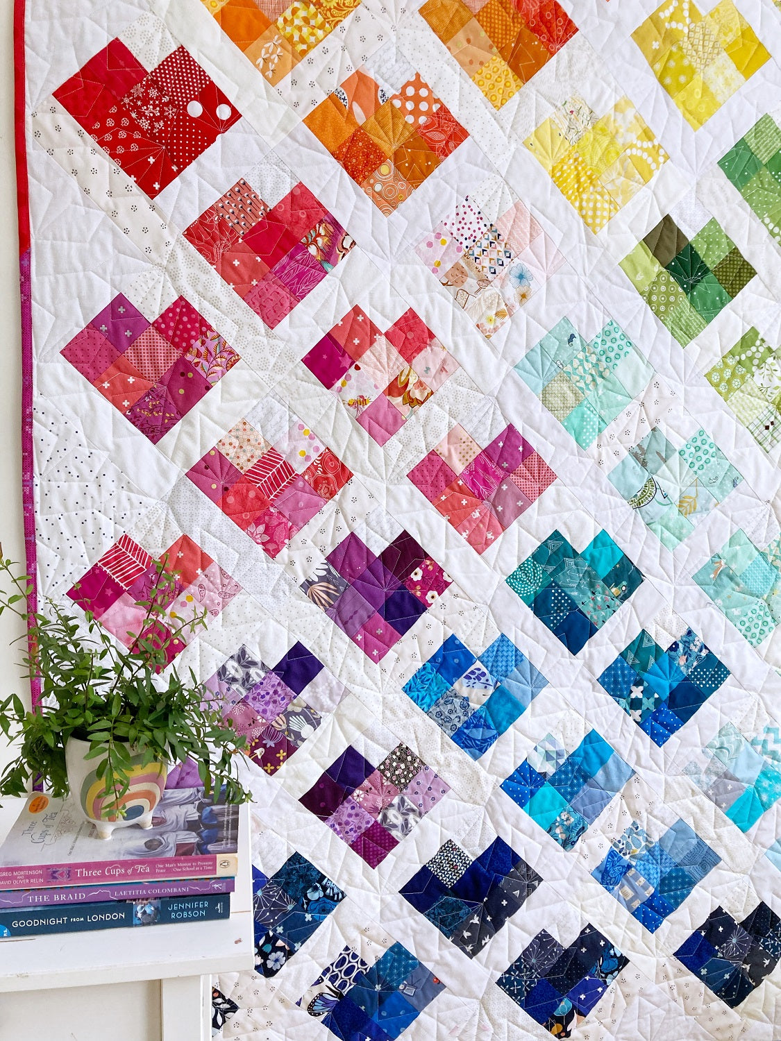 Rainbow Scrappy Love – Penny Spool Quilts