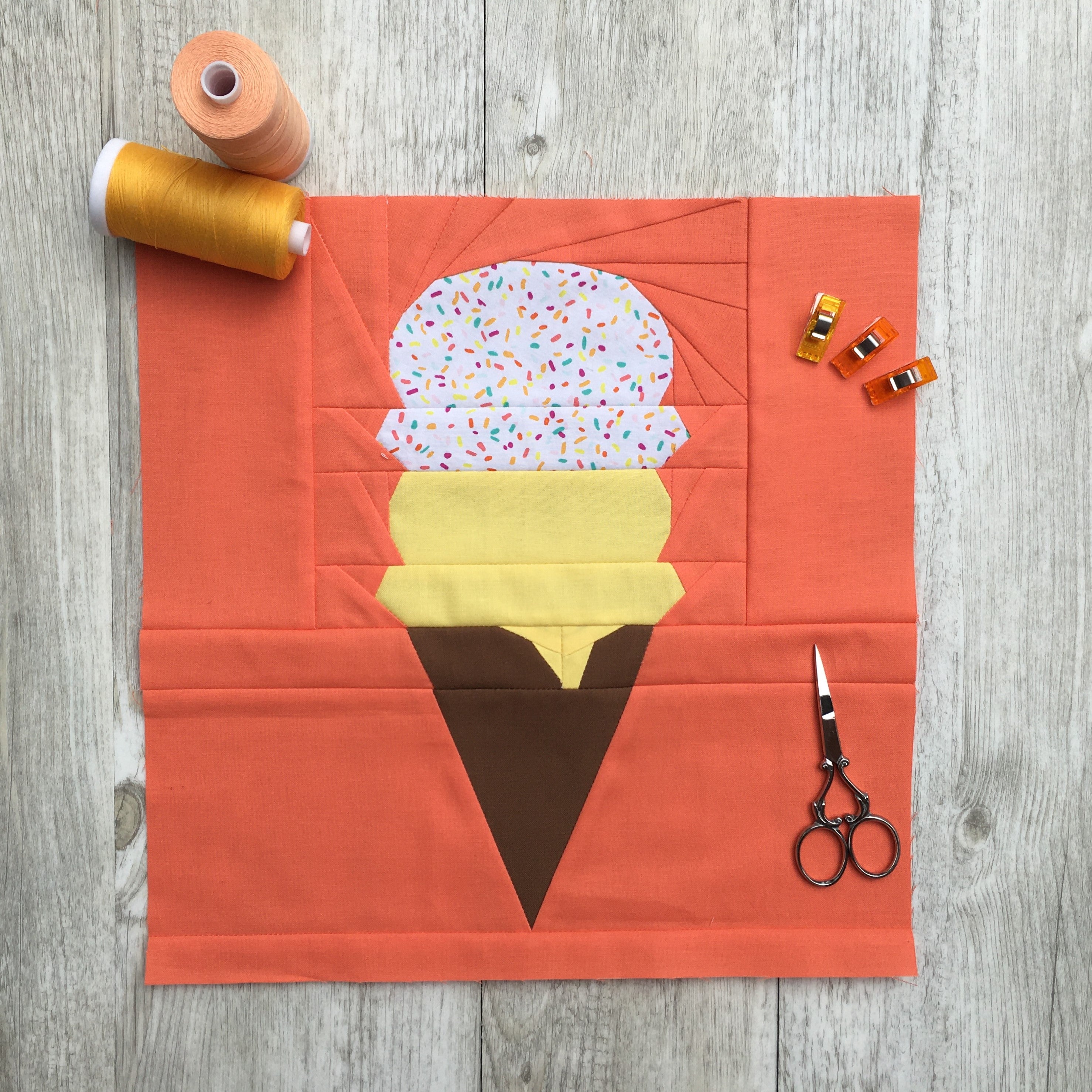Ice Cream Cone FPP Quilt Block Pattern - PDF Instant Download – Penny ...
